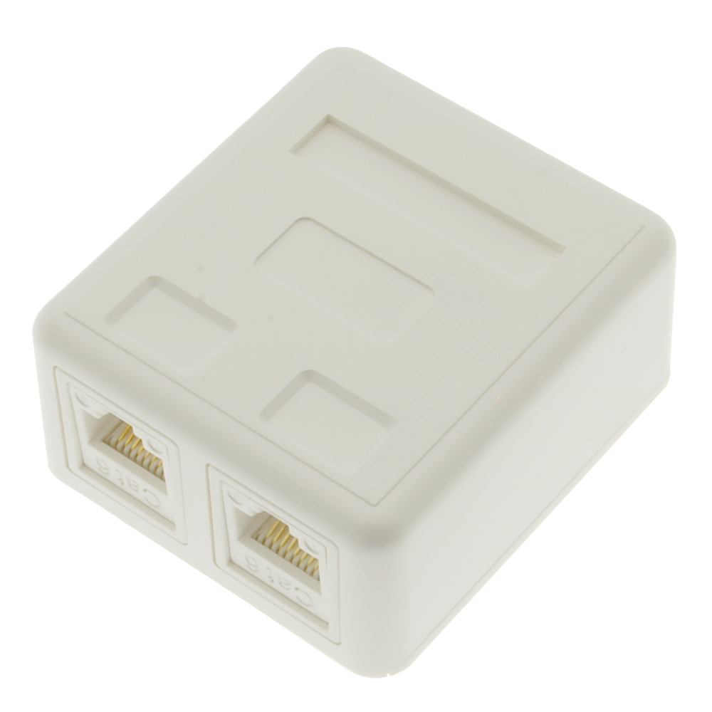 Cat 6 2Port Surface Mount Box with White Keystone Jacks Built-in SKU ...