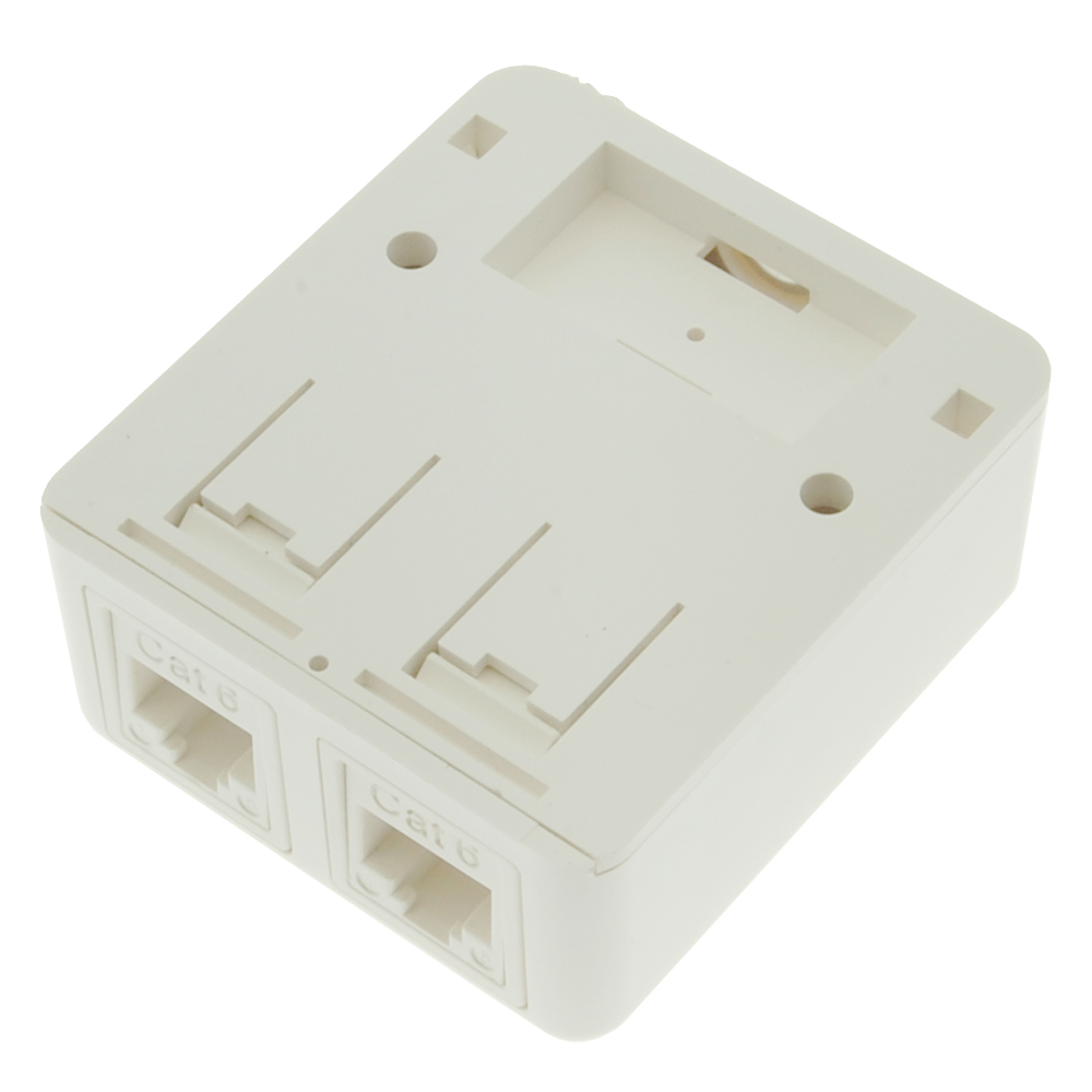 Cat 6 2Port Surface Mount Box with White Keystone Jacks Built-in SKU ...