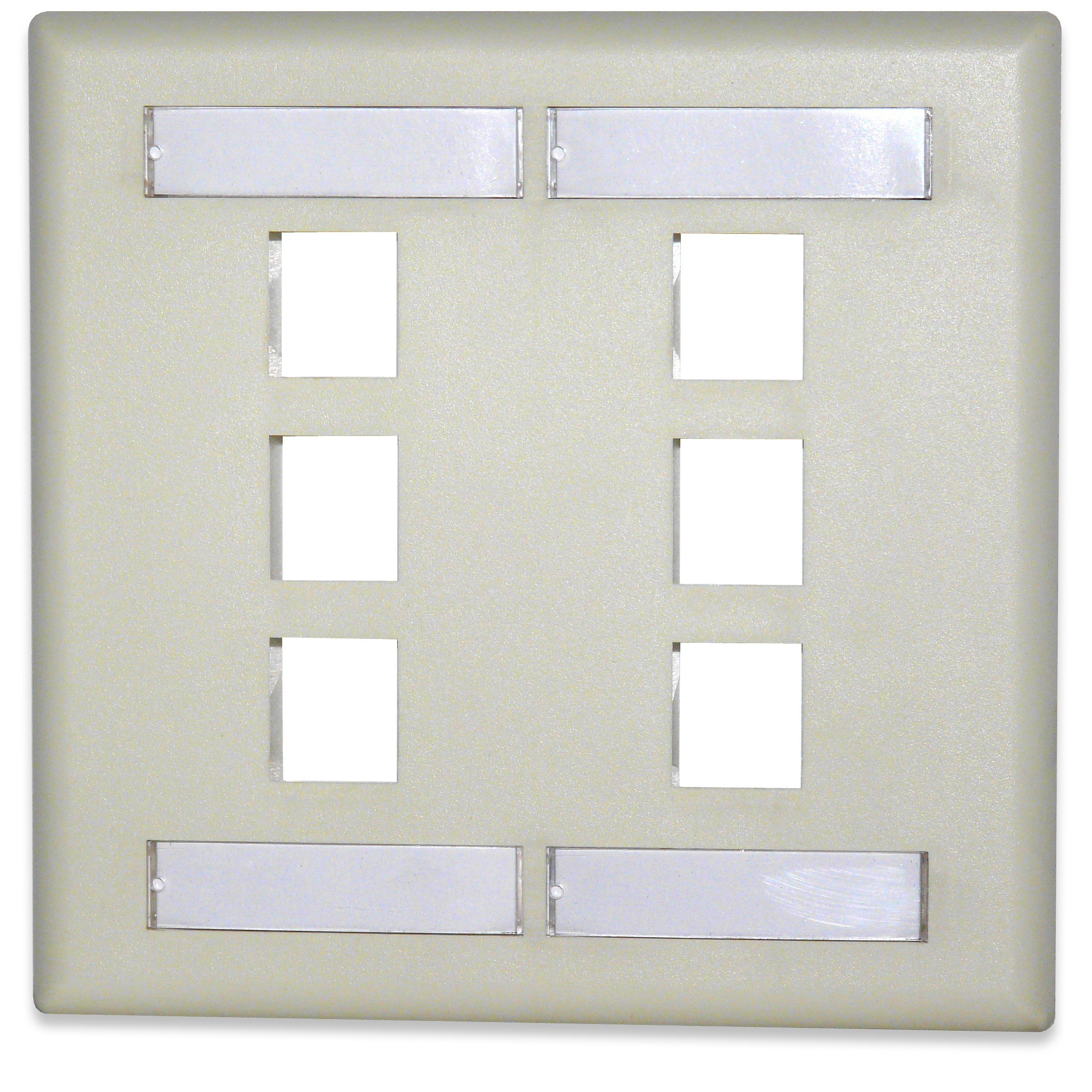 Signamax - 6-Port Double Gang Faceplate w/Labeling, Ivory - American ...