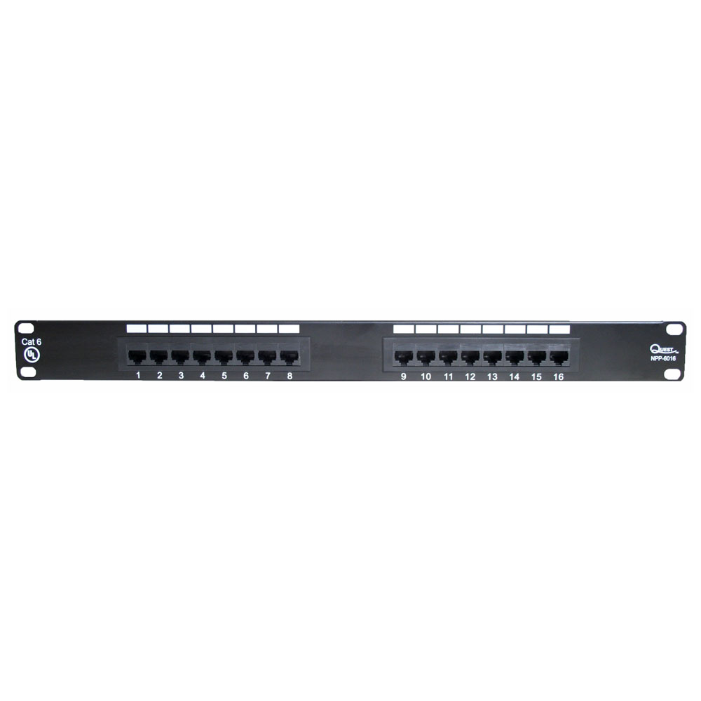 Cat6 19" Patch Panel, 16 Port, 8P8C, Eia568A/B, 1Ru, Ul - American ...