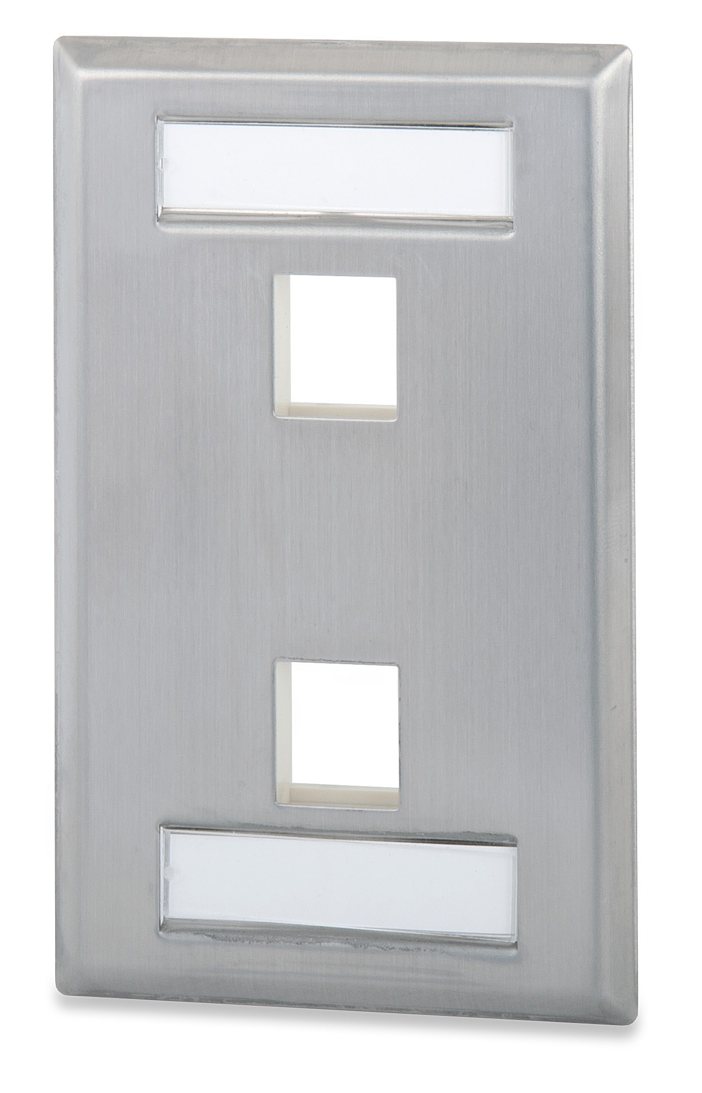 Signamax - 2-Port Single Gang S.Steel Faceplate with labeling window ...