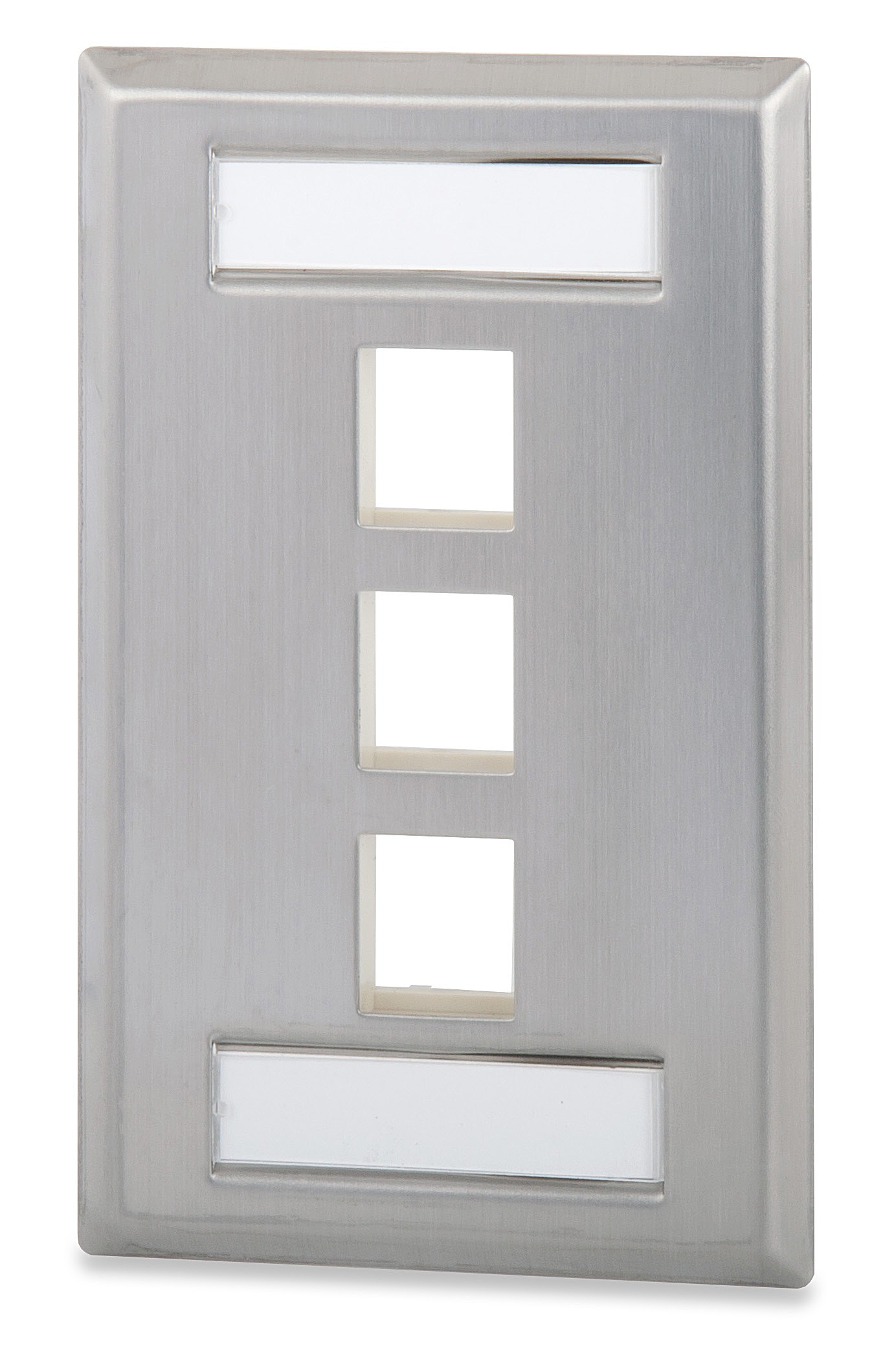Signamax - 3-Port Single Gang S.Steel Faceplate with labeling window ...