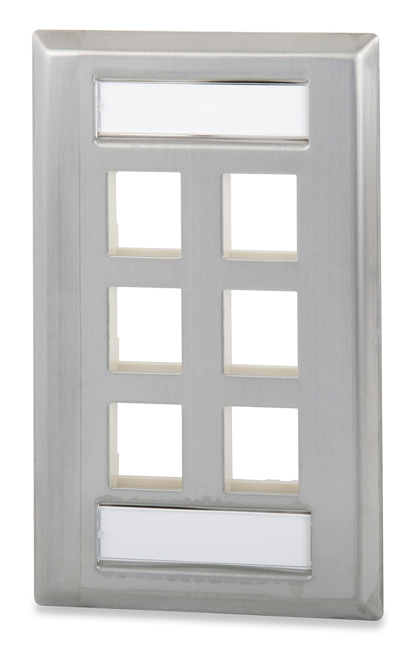 Signamax - 6-Port Single Gang S.Steel Faceplate with labeling window ...